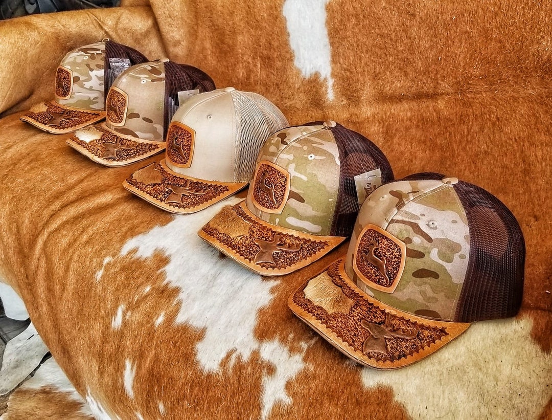 Hand Tooled Leather Cap, Leather Hat - Etsy