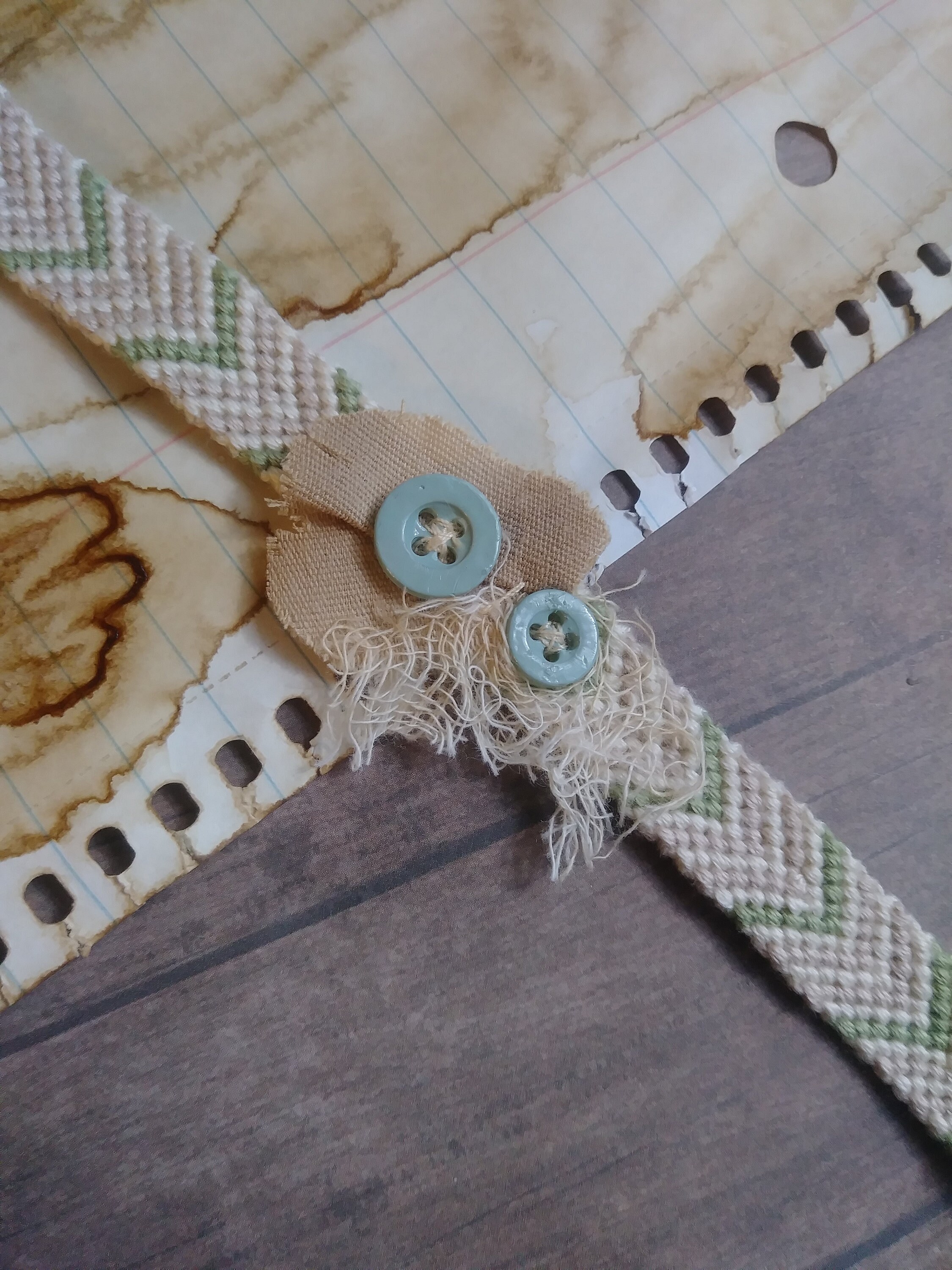 Handmade Shabby-chic Junk Journal Themed Chevron Bracelet, Tan, Dark ...