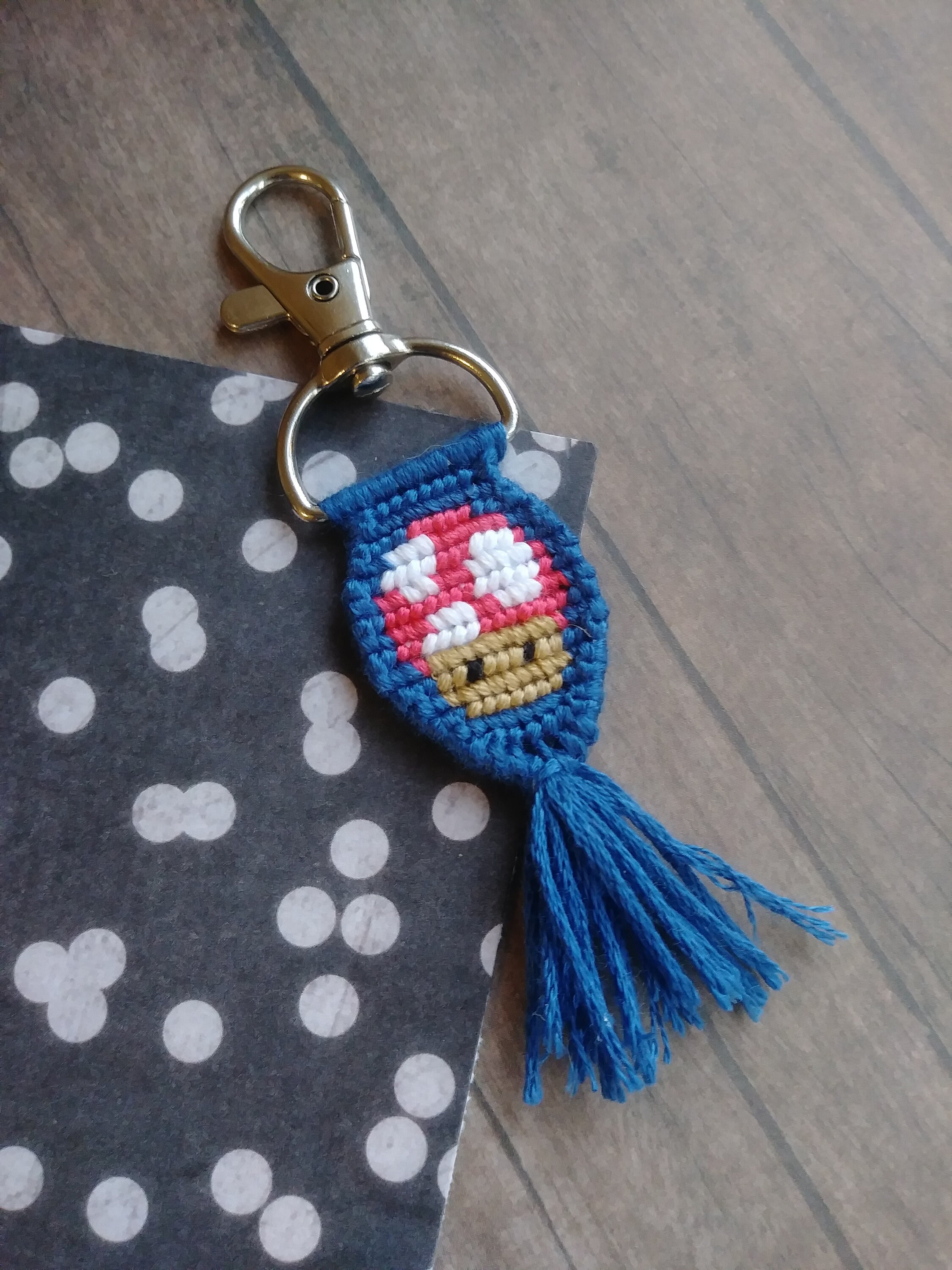 Cute Handmade Macramé Keychain Mario Cart Mushroom Toad - Etsy