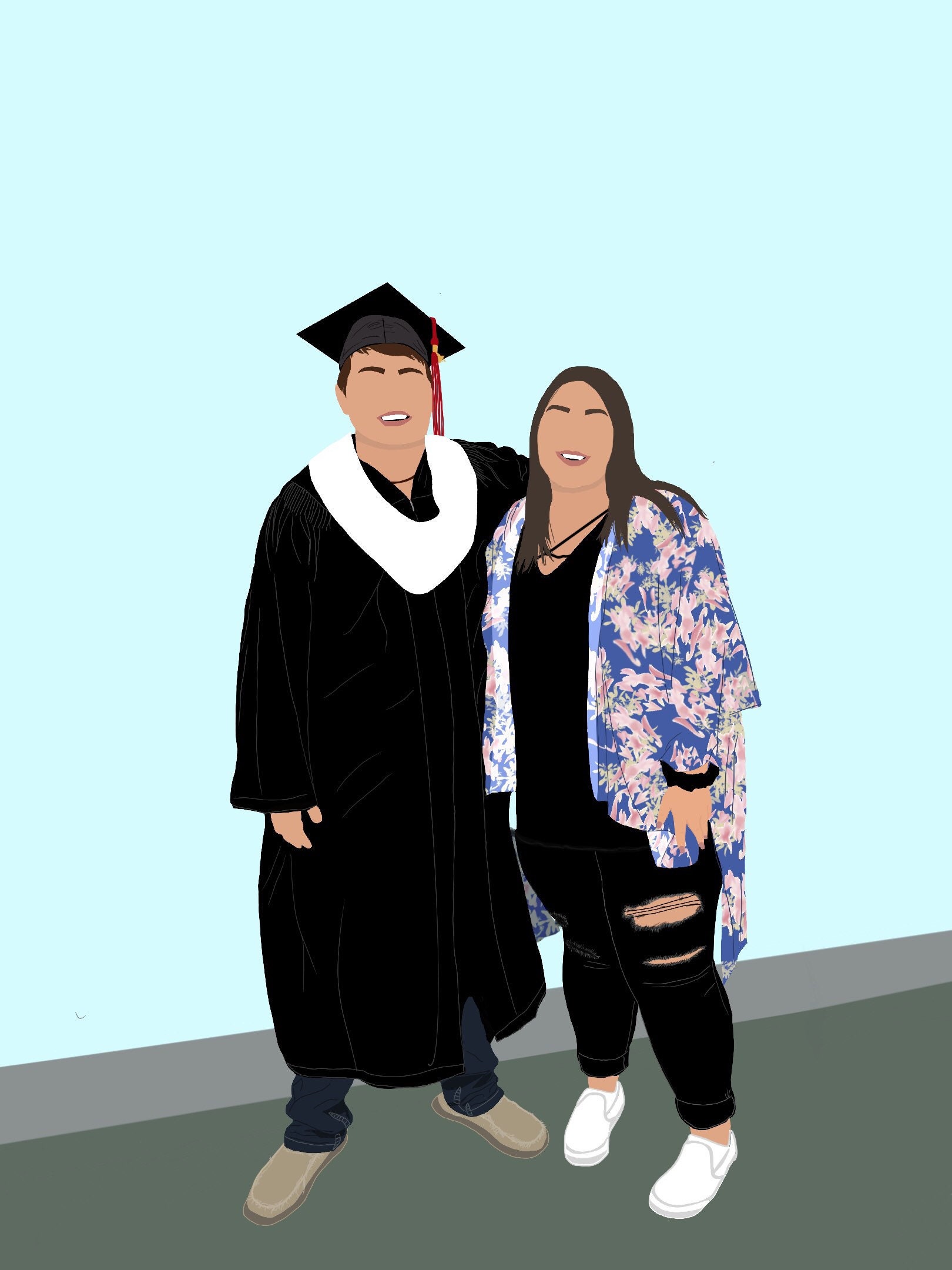 Custom Digital Portrait 2 People - Etsy UK