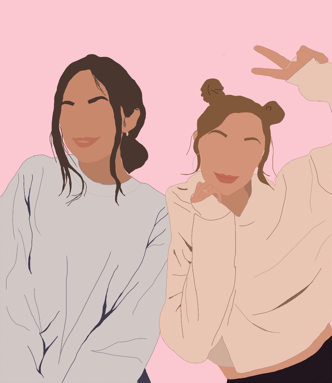 Custom Digital Portrait 2 People - Etsy UK