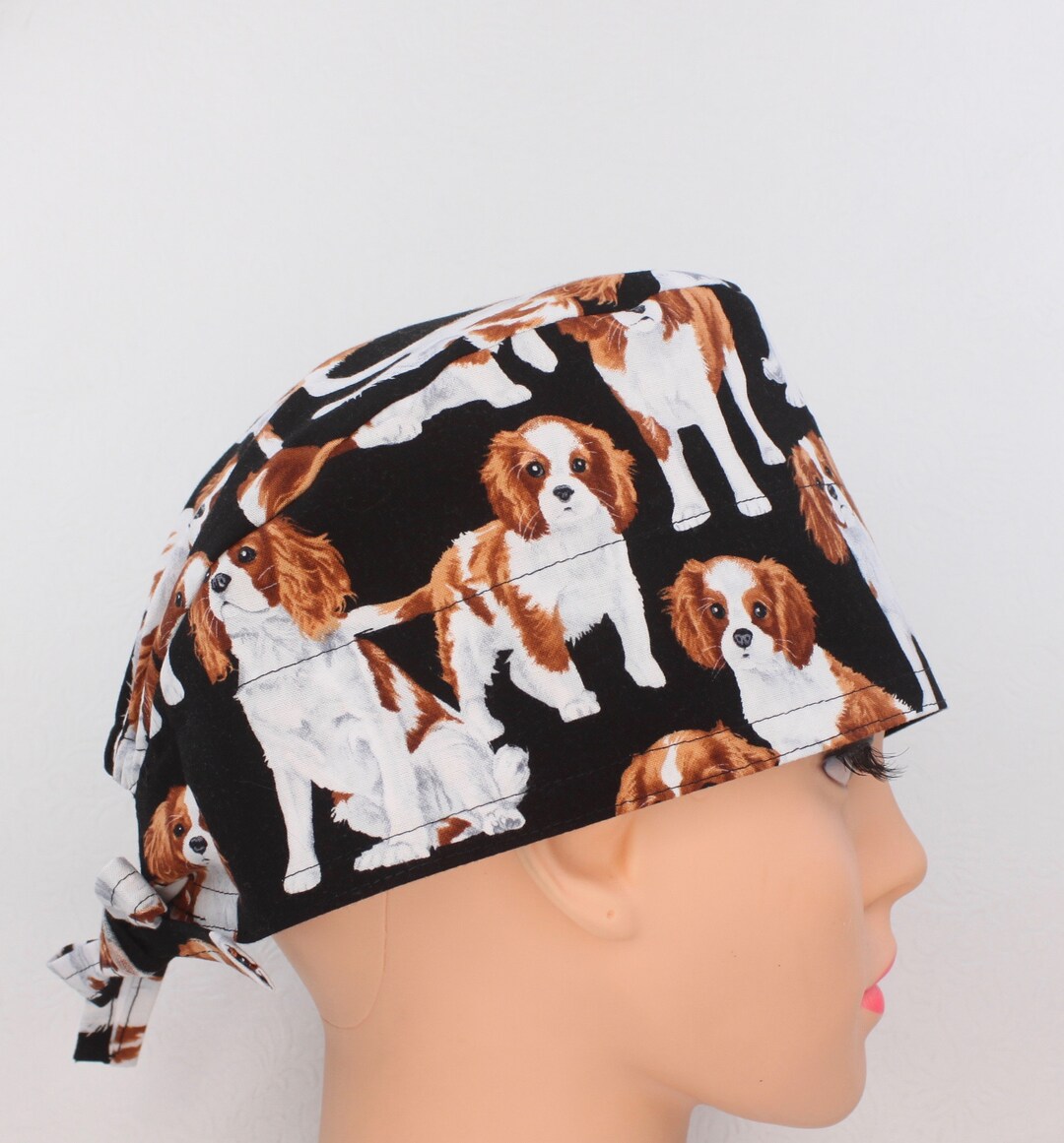 King Charles Cavalier Bonnet, Medical Cap, Chemo Cap, Tie Cap, Bonnet ...
