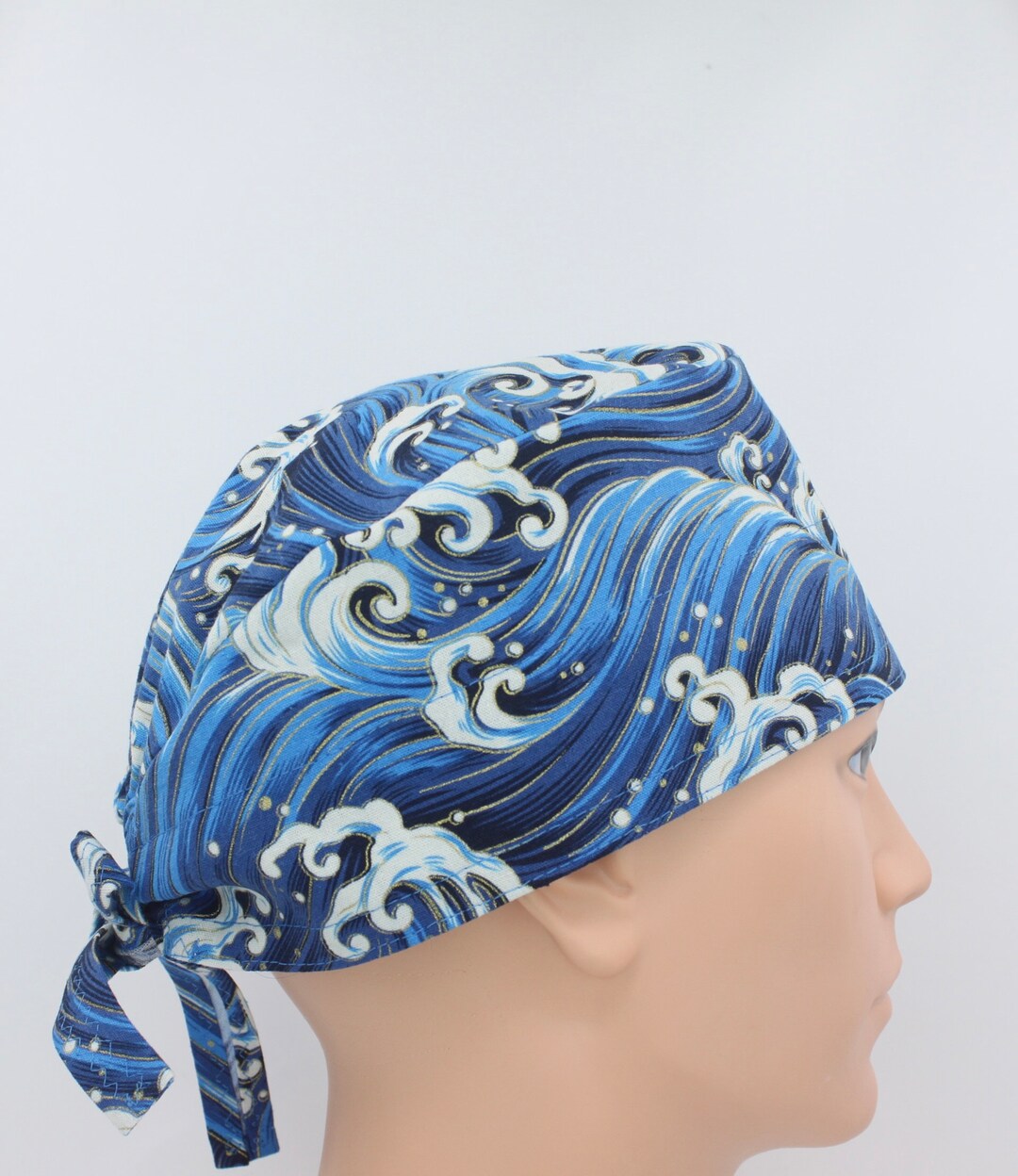 Mens Waves With Gold Accent Scrub Cap, Nurse Medical Cap, Doctor Cap ...