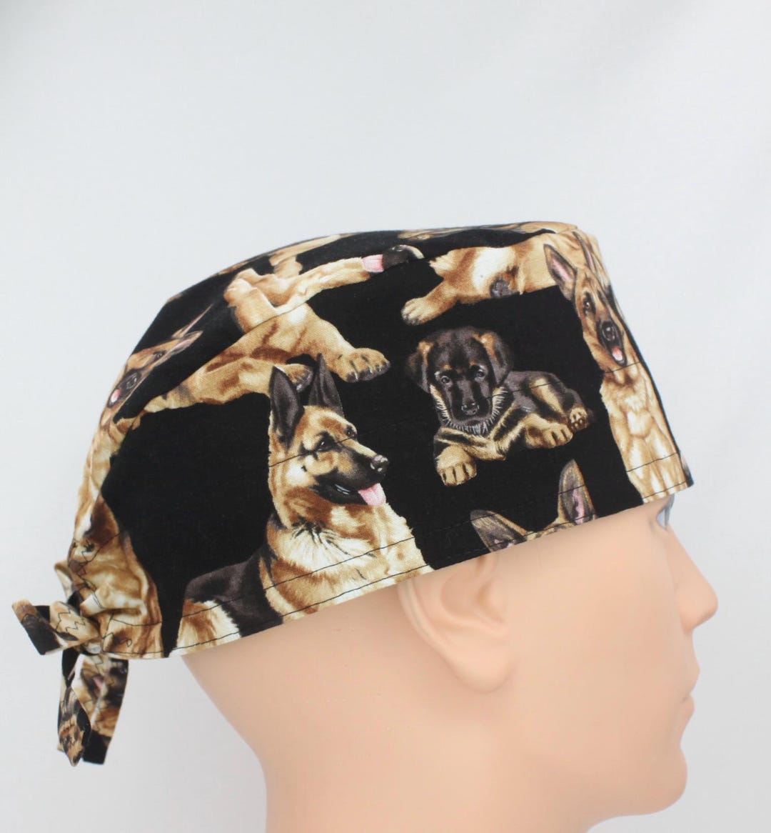 German Shepherd Dog Mens Scrub Cap, Mens OR Cap, Medical Cap, Doctor ...