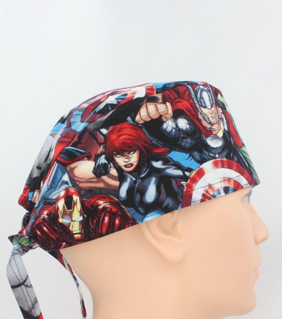 Cartoon Superhero Print Cotton 3.5" Tall Handmade Scrub Cap for Men - Etsy