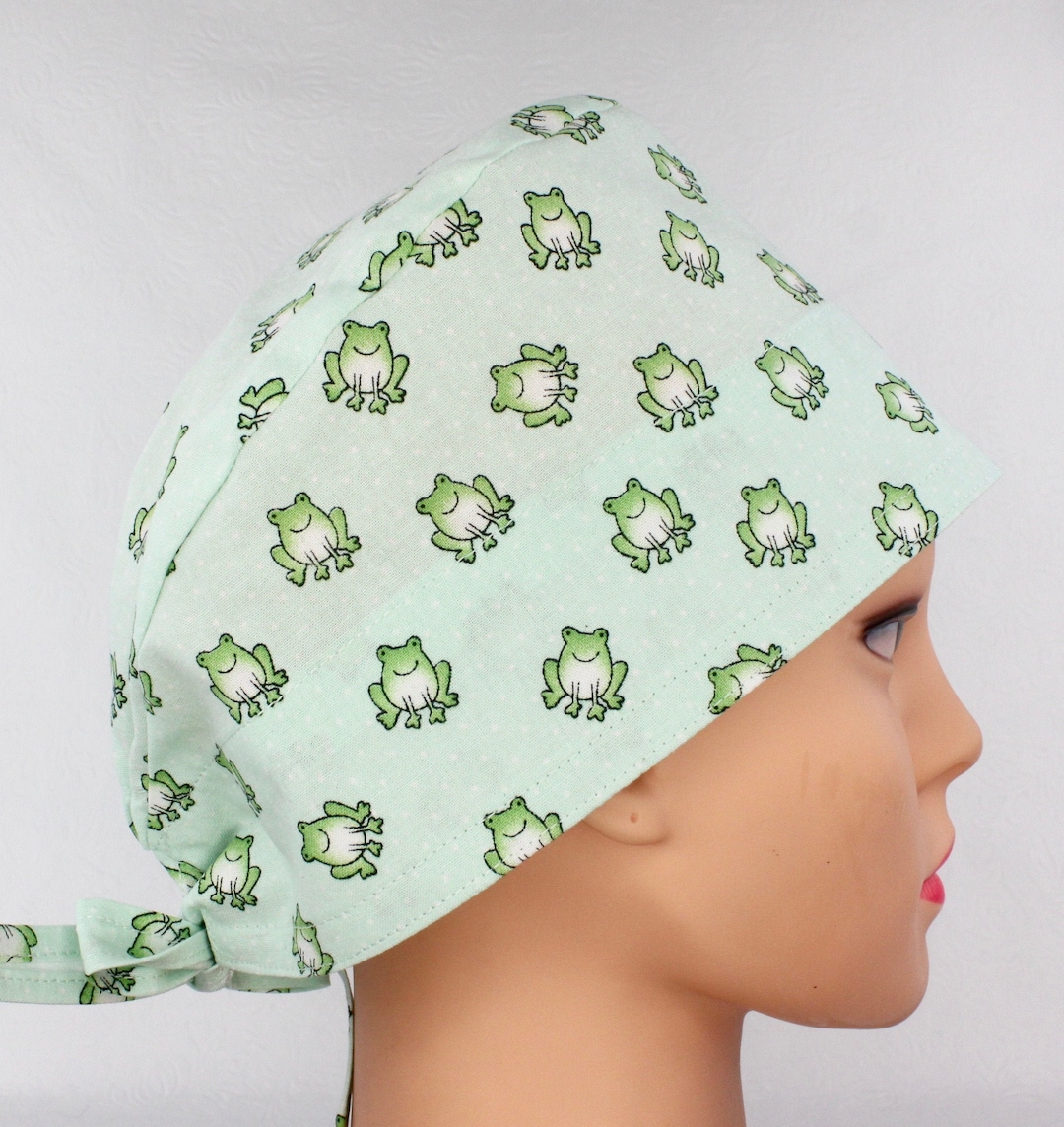 Frogs Bonnet Scrub Cap Doctor Cap Tie Cap Pediatric Nurse - Etsy