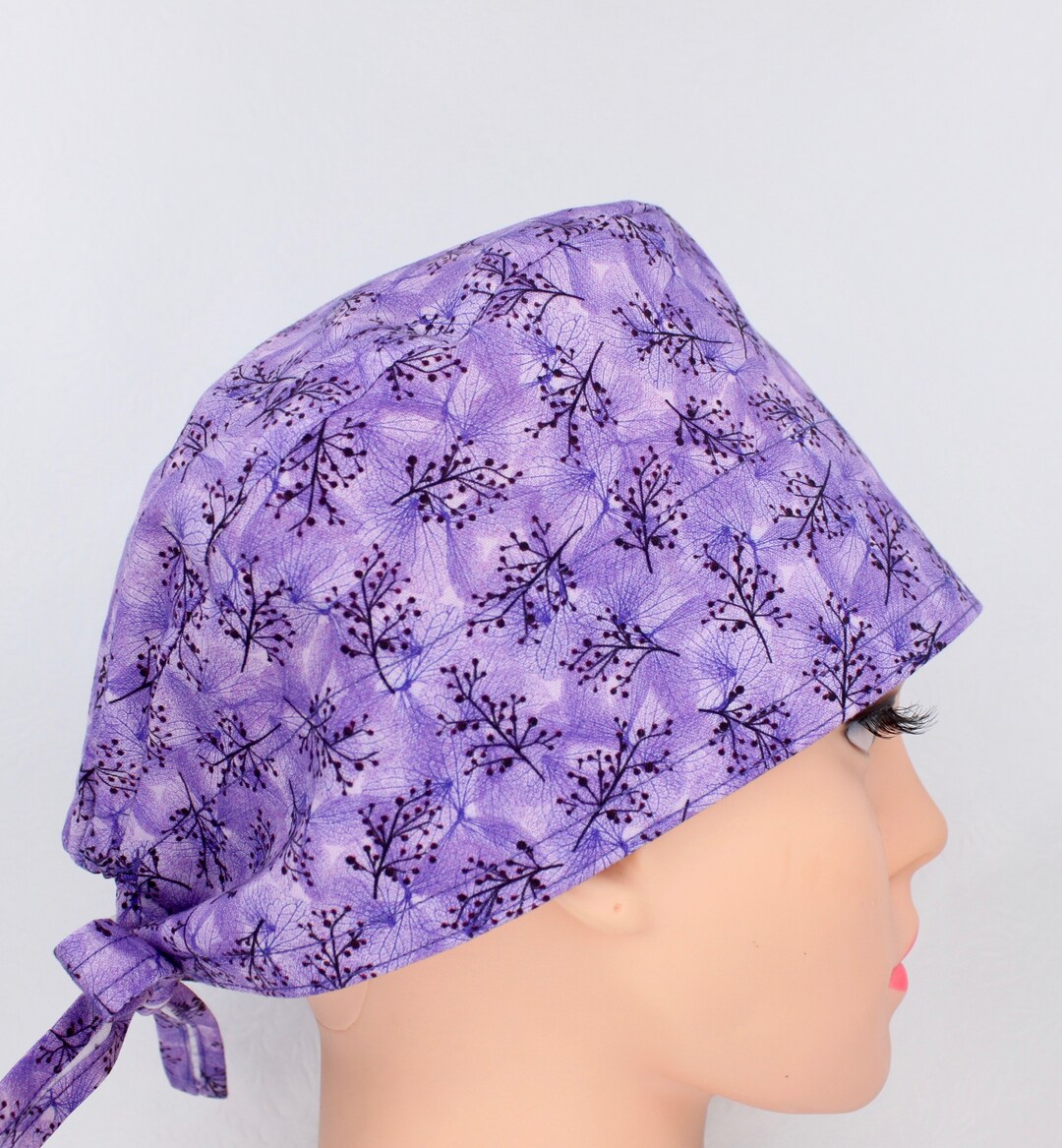 Purple Print Medical Bonnet, Doctor Scrub Cap, Surgical Cap, Nurse Cap ...