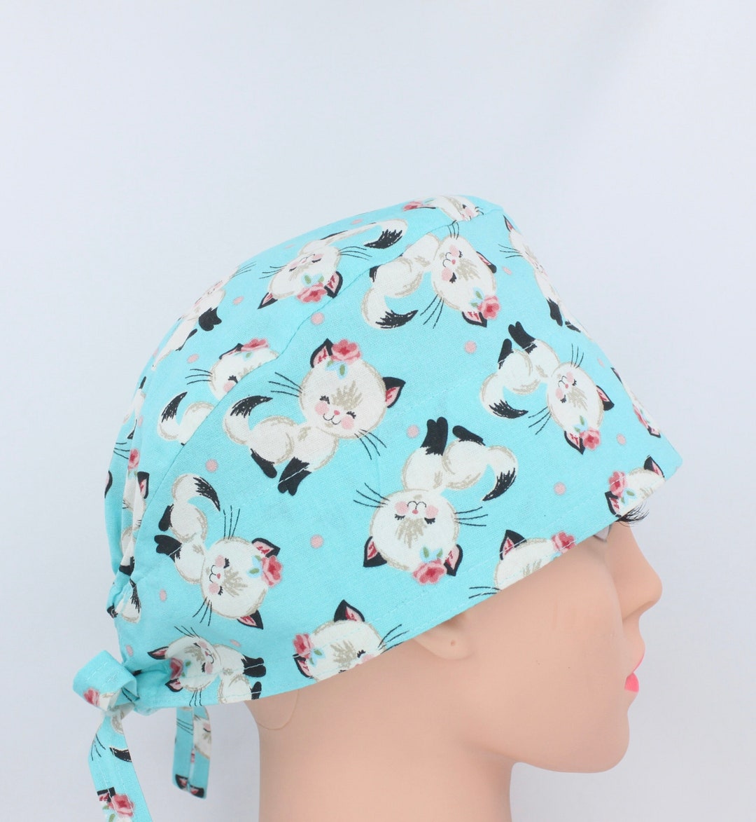 Siamese Kitties Medical Bonnet, Scrub Cap, Veterinary Cap, Vet Tech Cap ...