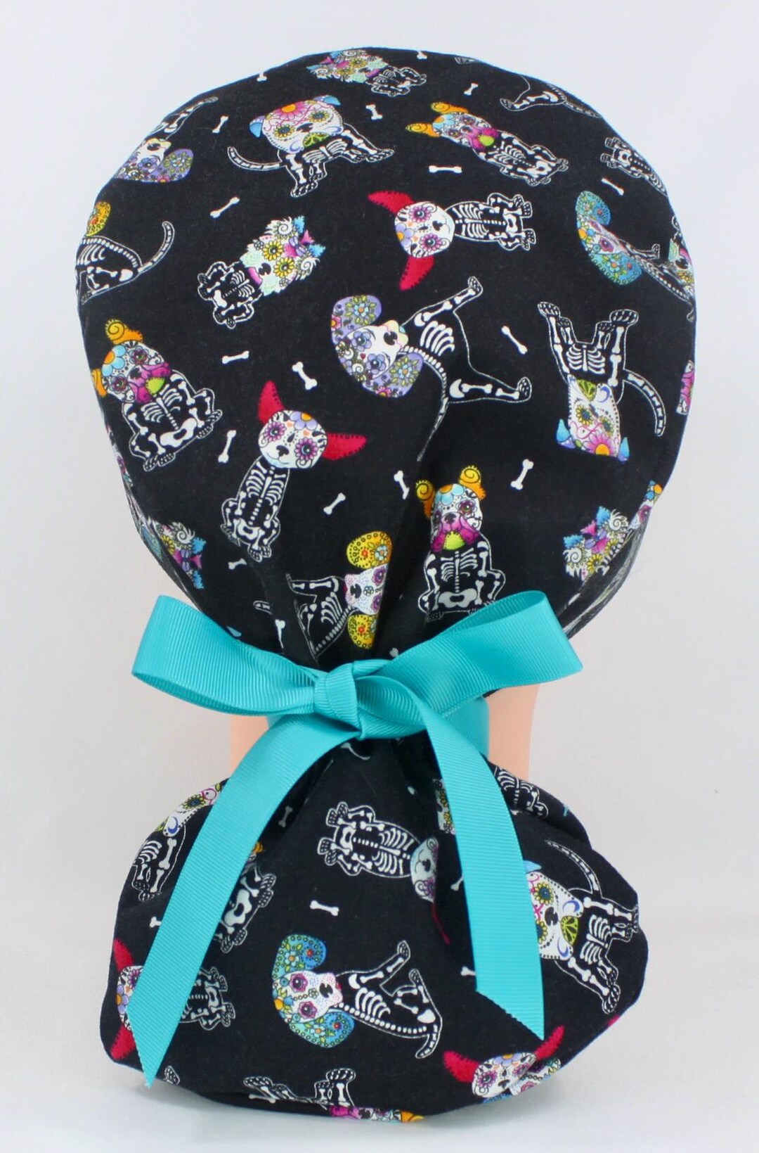 Dog Skeletons Handmade Cotton Pony Tail Scrub Cap for Women - Etsy