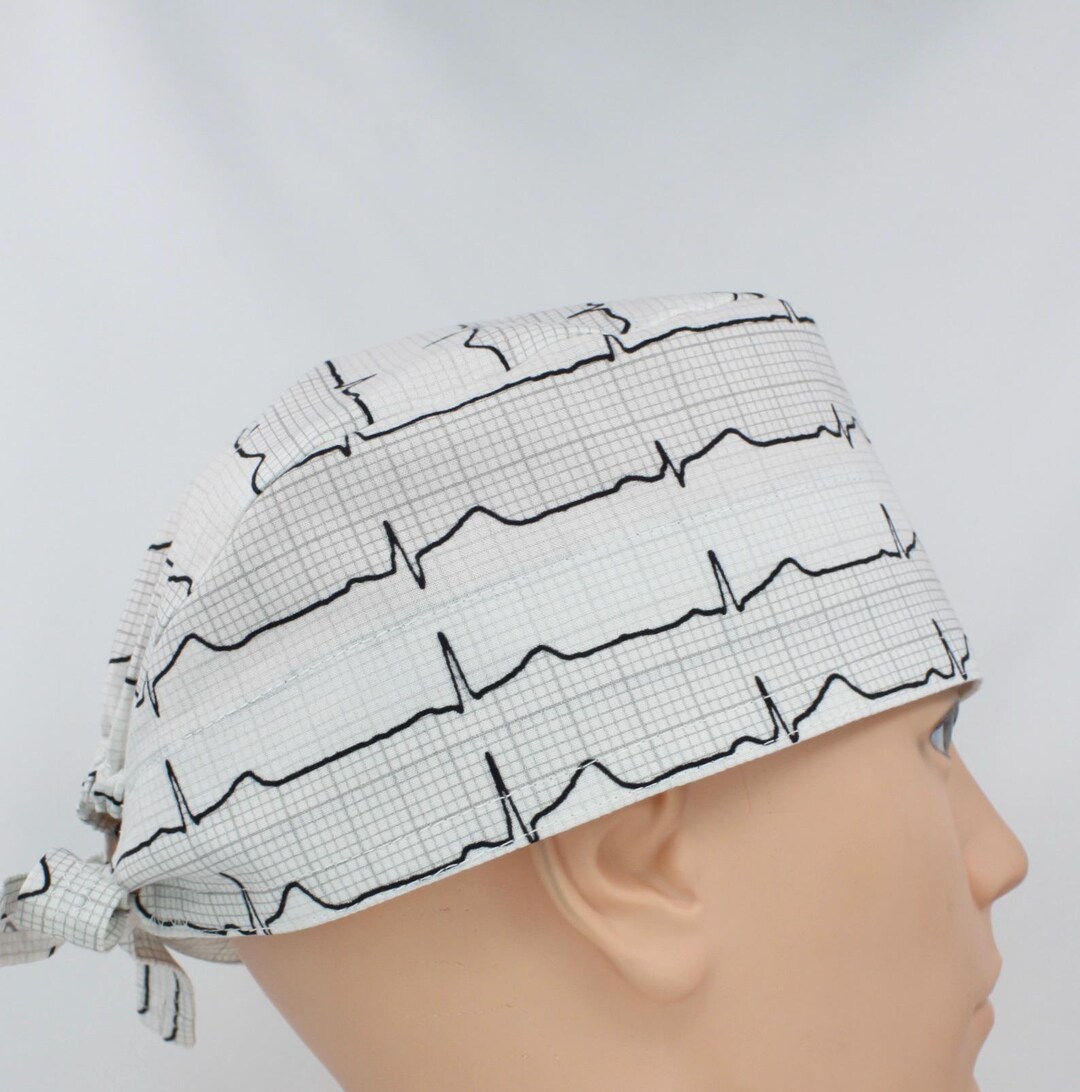 EKG Graph Cotton 3.5" Tall Handmade Scrub Cap: Medical, Nurse, Doctor ...