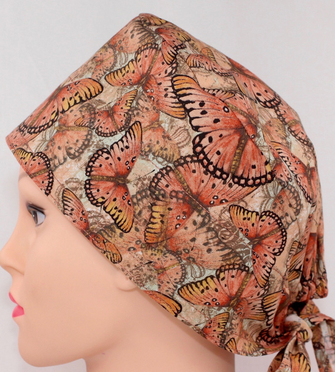 Monarch Butterflies Bonnet Medical cap Chemo cap Tie cap | Etsy