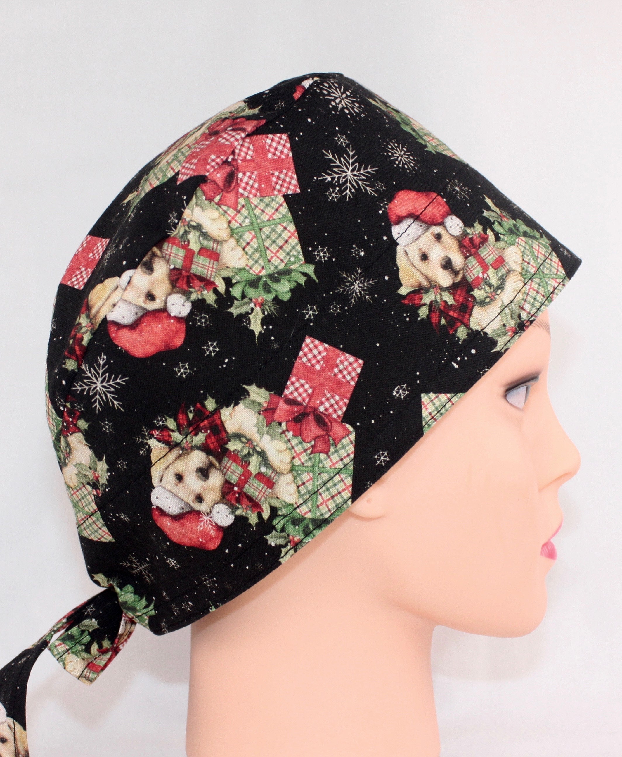 Christmas Puppies Nurse Bonnet Nurse Scrub Cap Medical Cap - Etsy UK