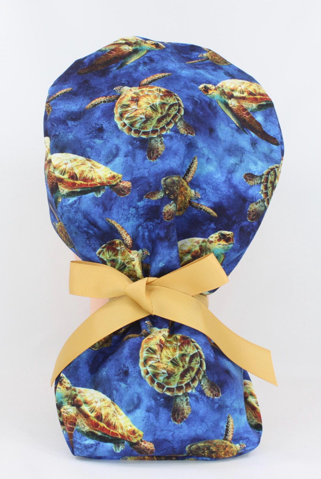 Sea Turtles on Blue Pony Tail Medical Bonnet, Doctor Scrub Cap ...