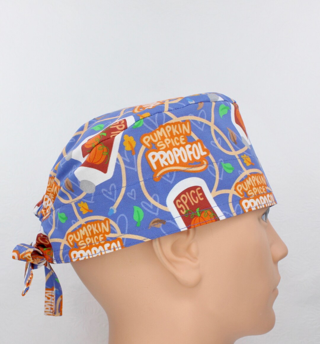 Pumpkin Spice Propofol Cotton 3.5" Tall Handmade Scrub Cap for Men - Etsy