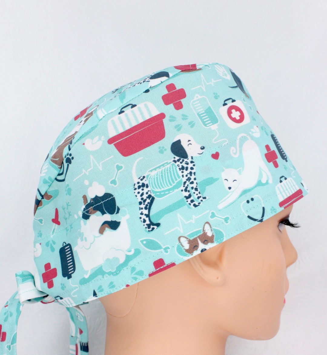 Vet Tech Scrub Cap Medical Cap Chemo Cap Tie Cap - Etsy