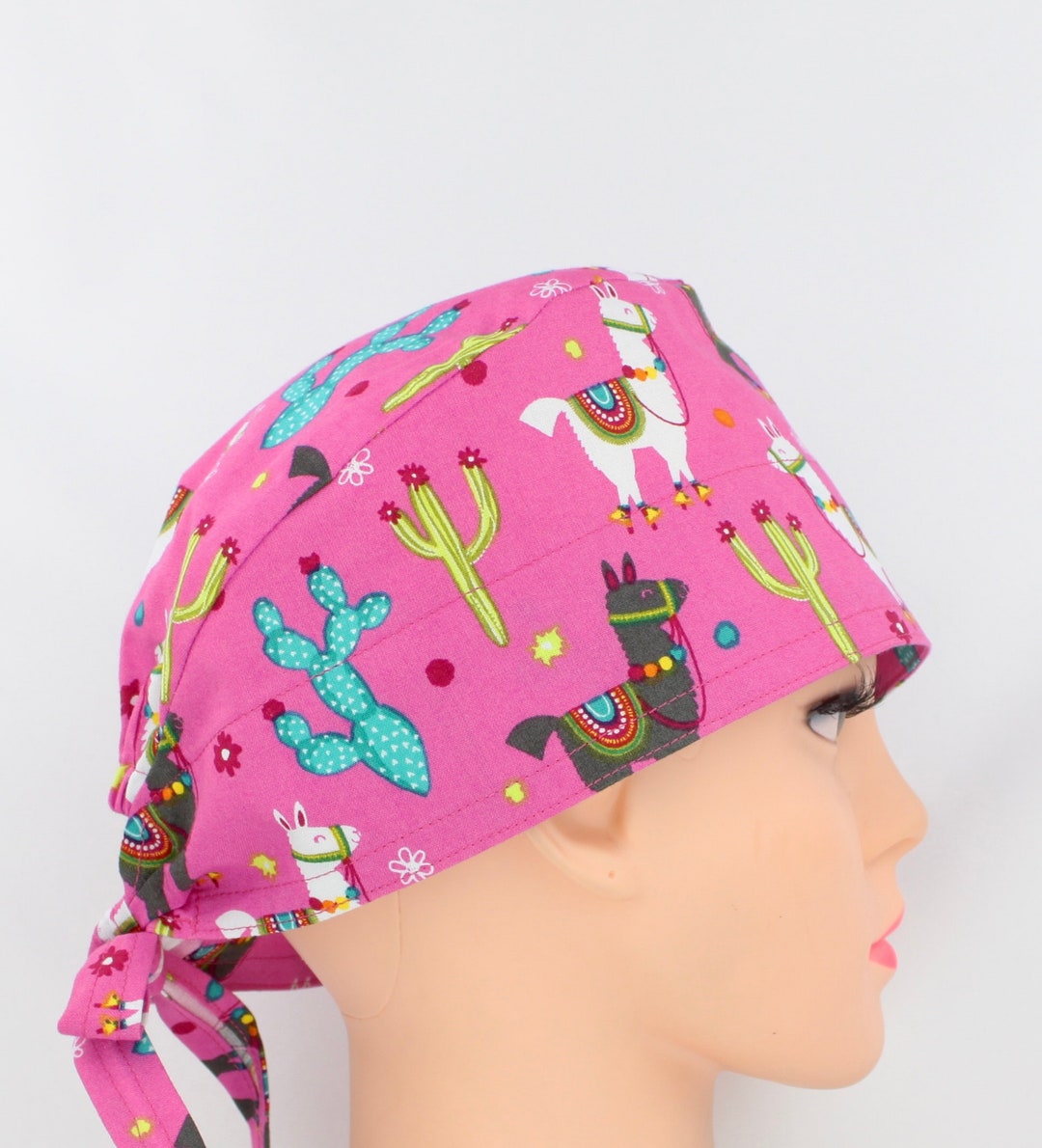 Llamas on Hot Pink Medical Bonnet, Doctor Scrub Cap, Surgical Cap ...