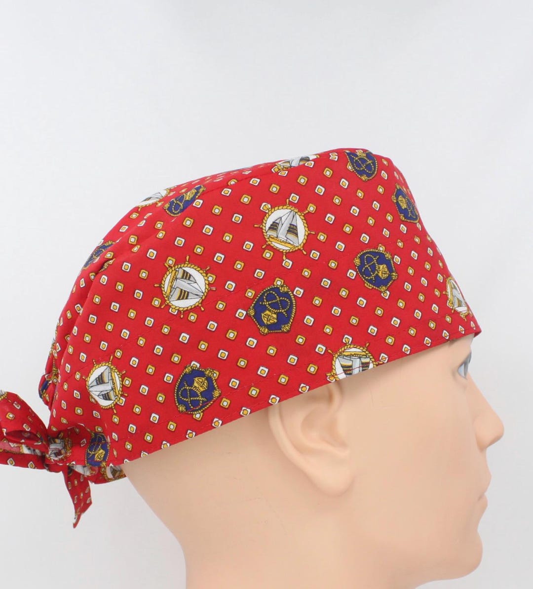 Sailors Red Mens Scrub Cap, Mens OR Cap, Medical Cap, Doctor Cap, Tie ...
