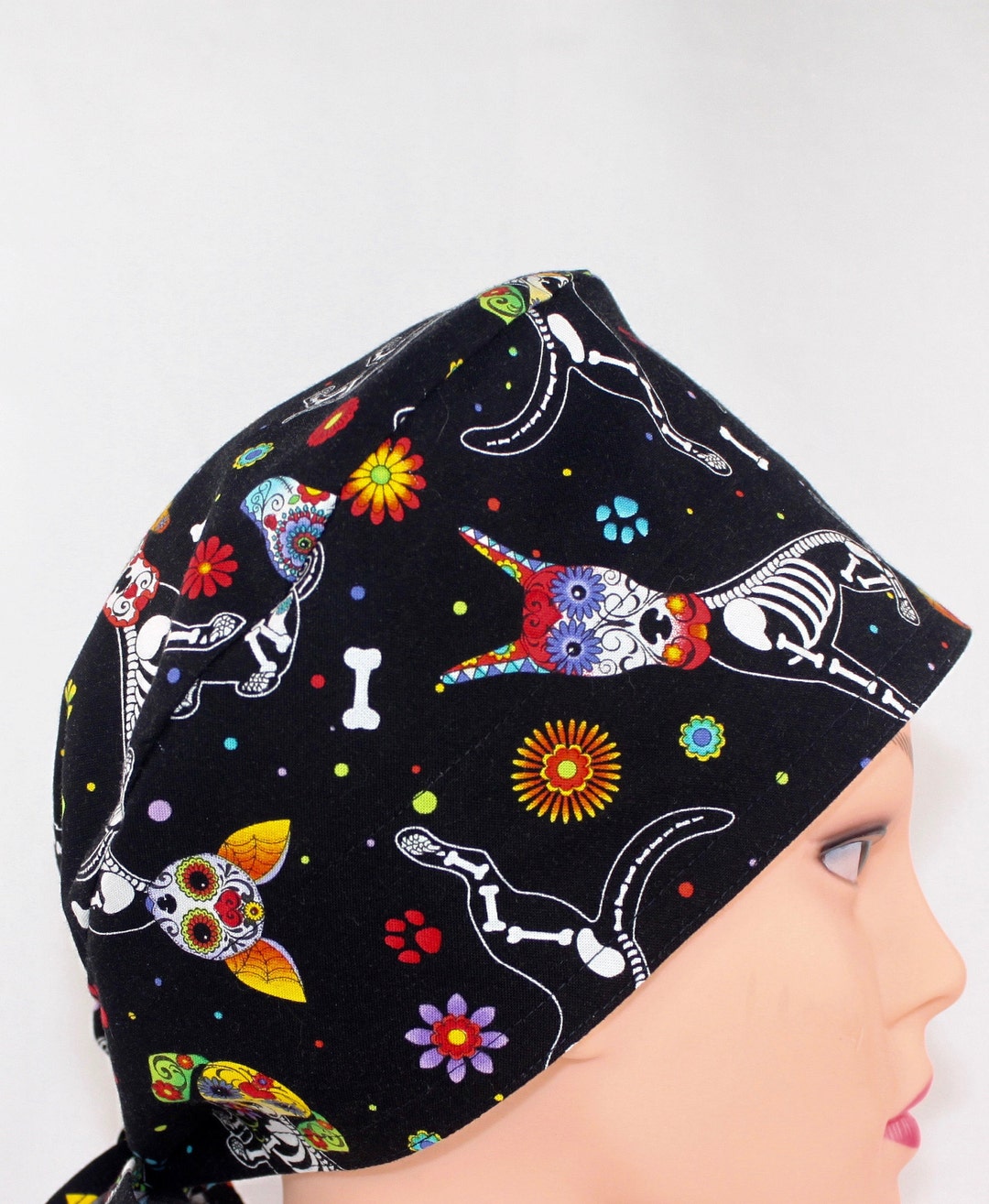 Dog Skeletons Halloween Bonnet Xray Tech Bonnet Nurse - Etsy