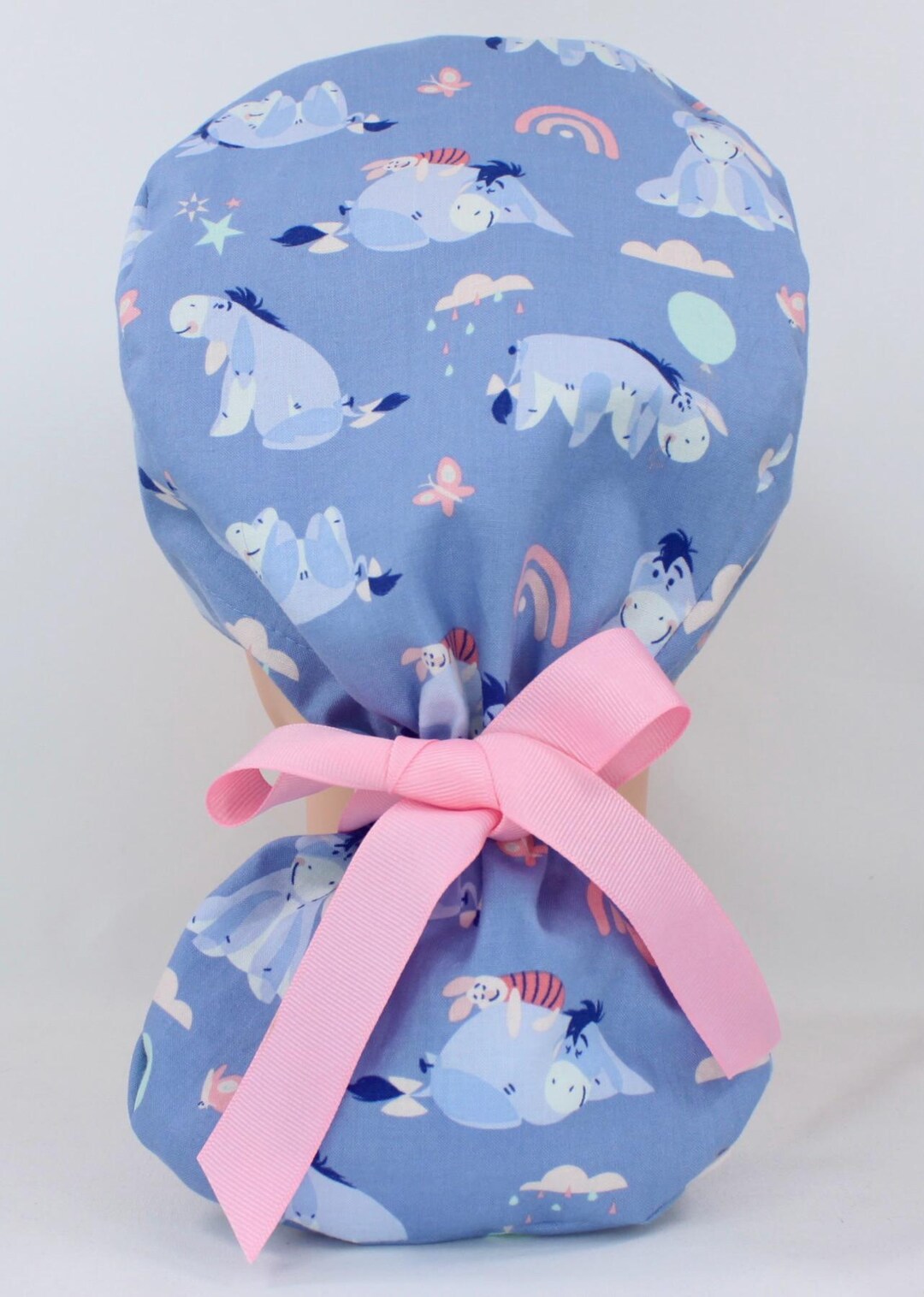 Cartoon Donkey Pony Tail Bonnet, Vet Tech Bonnet, Scrub Cap, Medical ...