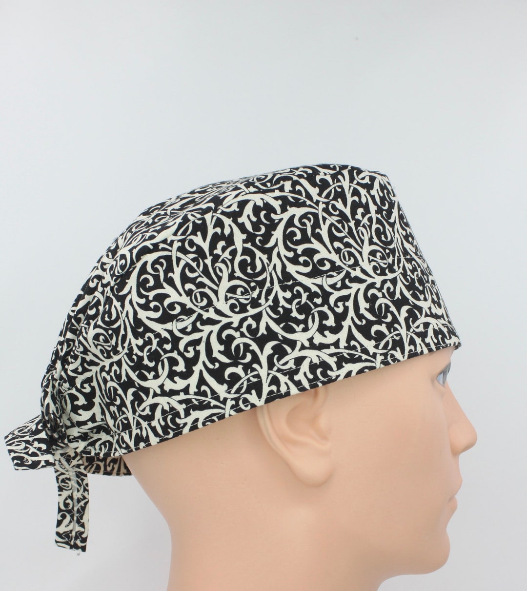 Cream Celtic Print Cotton 3.5" Tall Handmade Scrub Cap for Men - Etsy