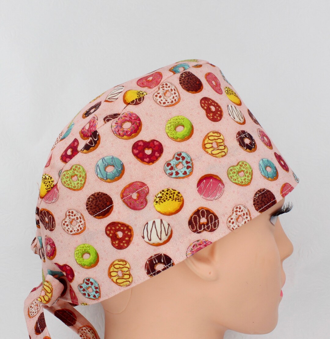 Donuts on Peach Medical Bonnet - Etsy