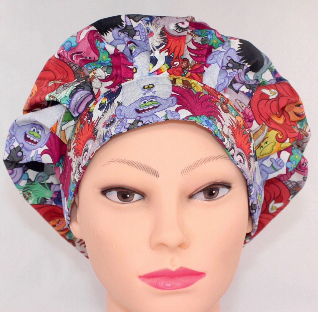 Trolls Bouffant Bonnet Pediatrics Bonnet Nurse Scrub Cap - Etsy