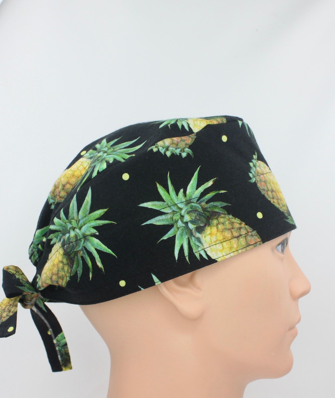 Mens Pineapples on Black Scrub Cap, Nurse Scrub Cap, Medical Cap ...