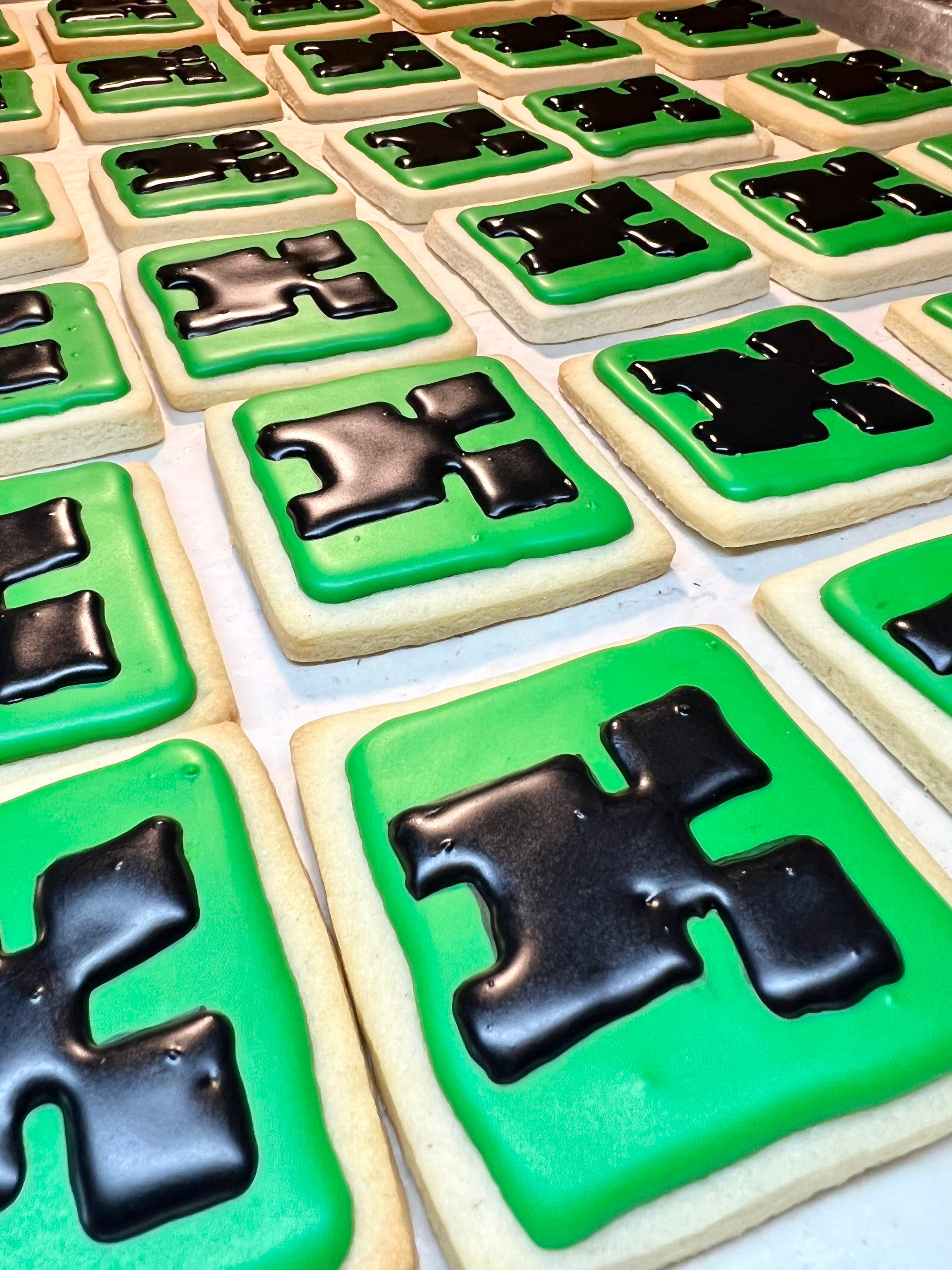 Minecraft Cookies Creeper Cookies Minecraft Themed Gamer - Etsy