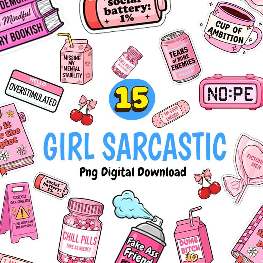 Girl Sarcastic Bundle PNG | Clipart for Stickers and Sublimation ...
