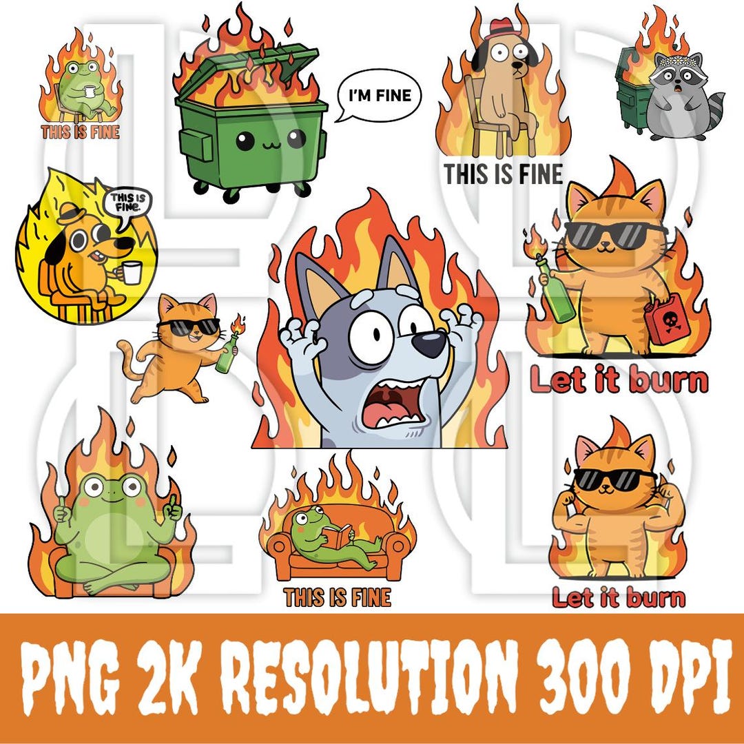 Funny Stickers Dumpster Fire Meme Bundle | PNG Digital Download - Etsy