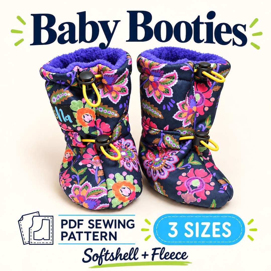 Baby & Toddler Booties PDF Sewing Pattern: Fleece-lined Softshell Boots ...