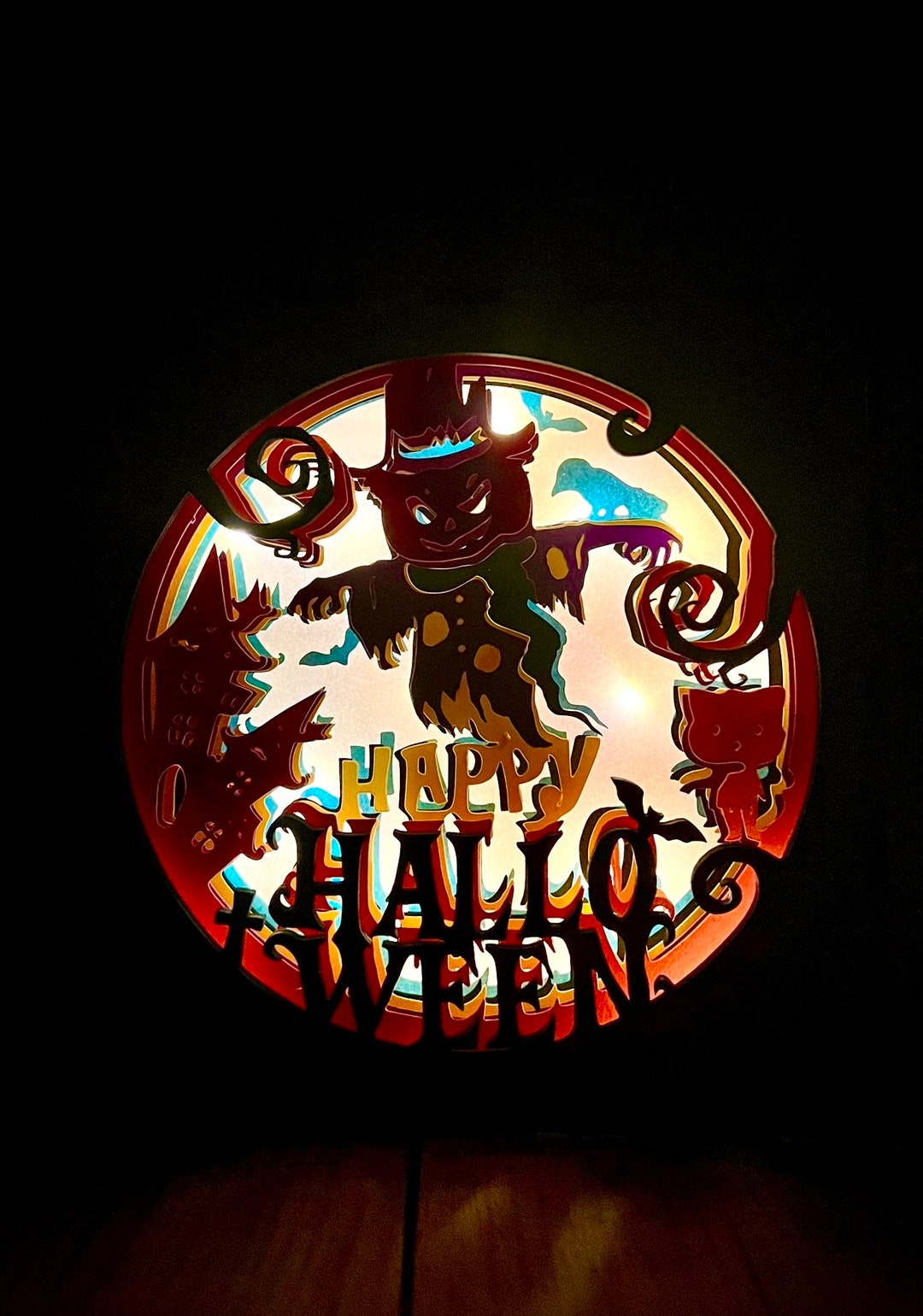 Wooden LED Lightbox Night Light - Halloween [customizable] - Etsy