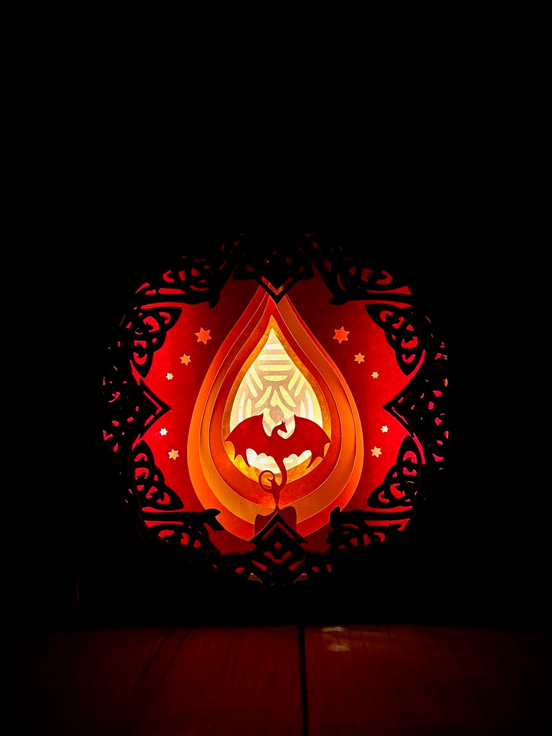 LED Wooden Lightbox Night Light Mandala Dragon customizable - Etsy