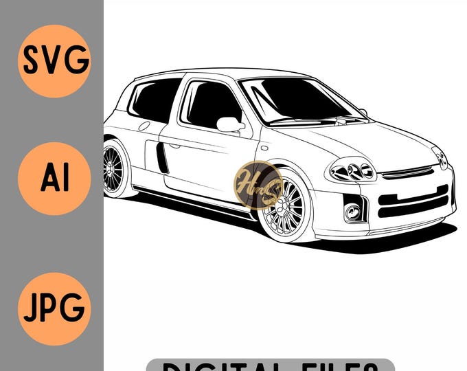 Renault Clio V6 Digital File Vector SVG AI Jpg Outline - Etsy