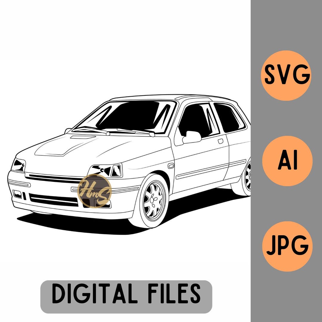 Renault Clio Williams Digital File Vector SVG AI JPG Outline - Etsy
