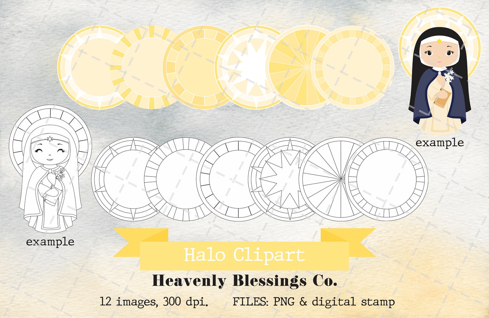 Halo Clipart Catholic Images Cute Saints Religious Clipart - Etsy