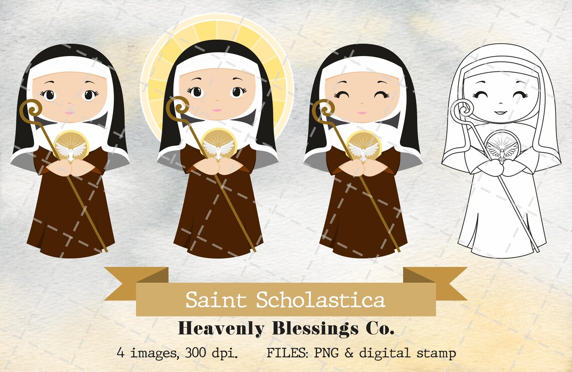 Saint Scholastica, Catholic Images, Cute Saints, Religious Clipart ...