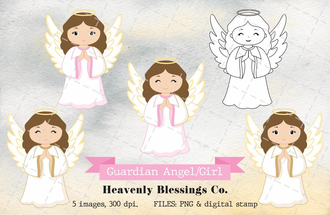 Guardian Angel, Catholic Saint Images (PNG & Digital Stamp), Cute ...