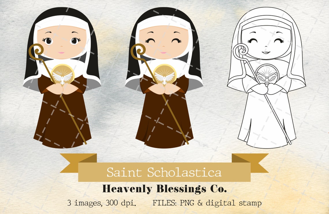 Saint Scholastica, Catholic Images, Cute Saints, Religious Clipart ...