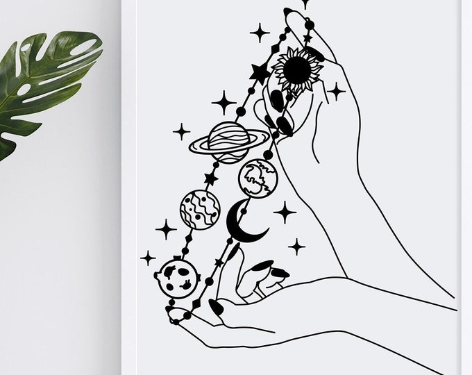 Hands With Planets SVG/ Hand in Space Svg/ Hand Holding | Etsy