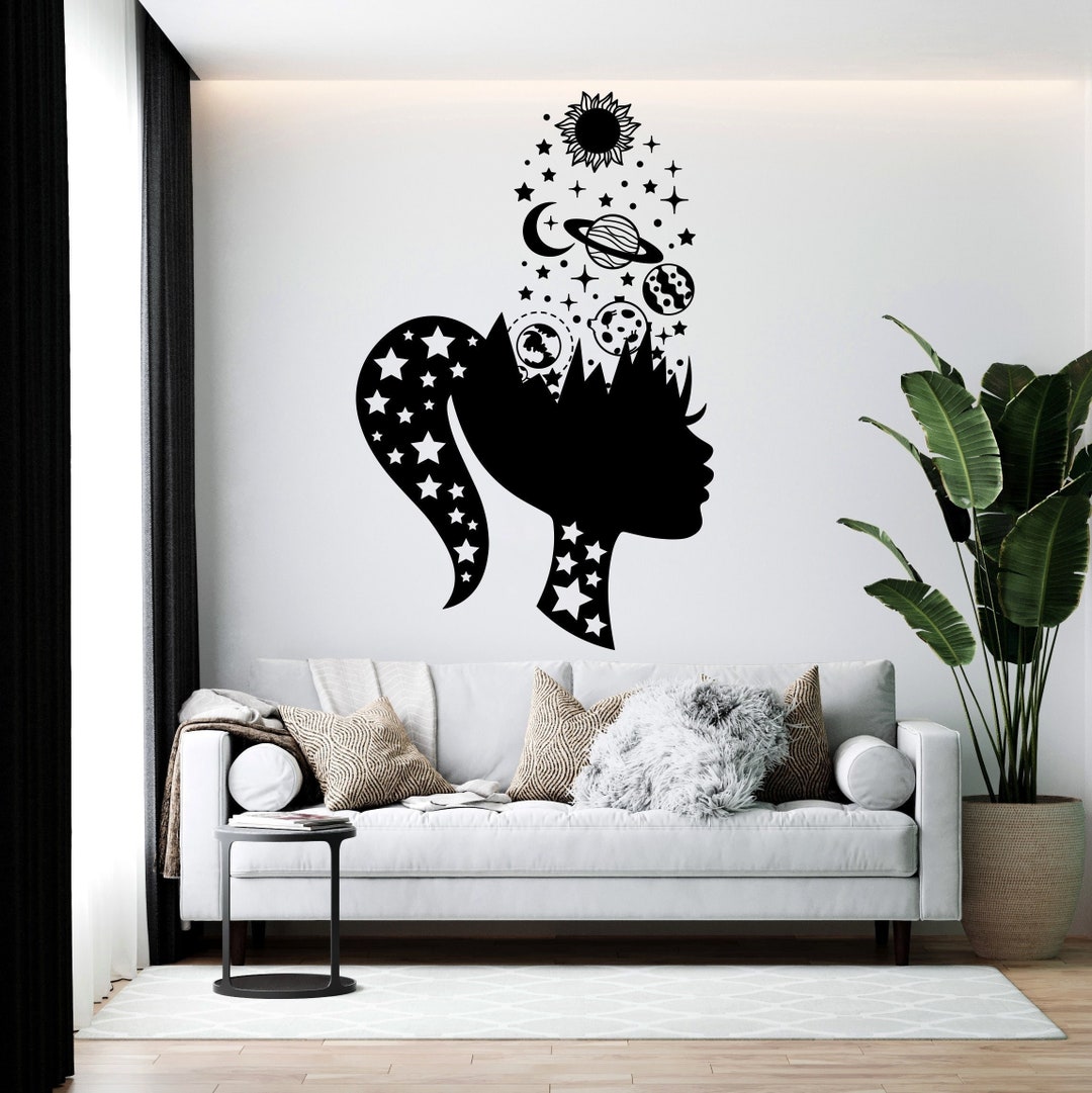 Universe Girl SVG/ Space Girl SVG/ Girl With Stars, Moon, Sun and ...