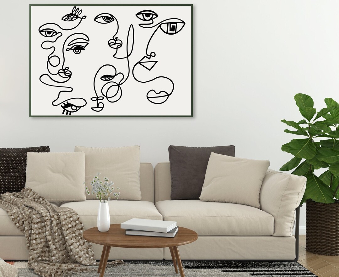 One Line Abstract Faces SVG/ Modern Abstract Faces One Line Drawing ...