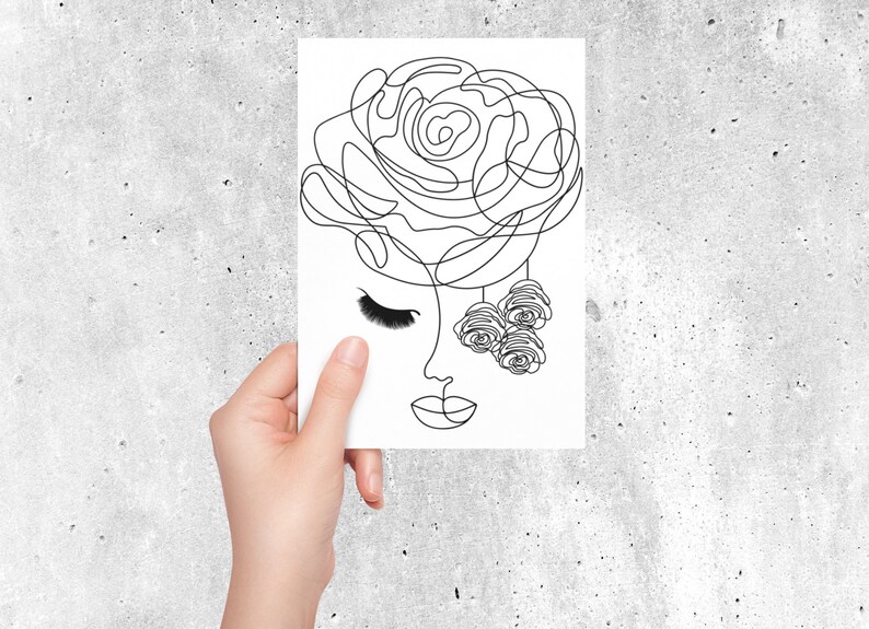 One Line Face SVG/ Face One Line Drawing/ Flower Face SVG/ - Etsy