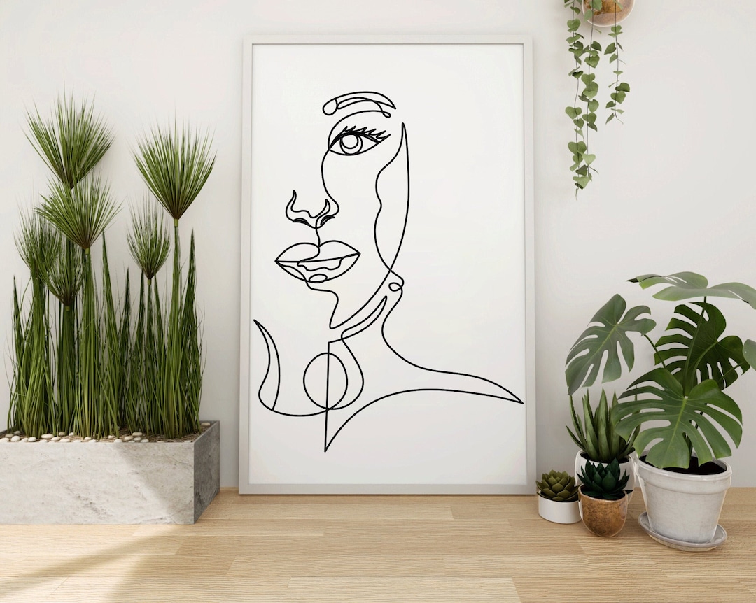 Abstract One Line Face SVG/ Abstract Face One Line Art/ Abstract Face ...