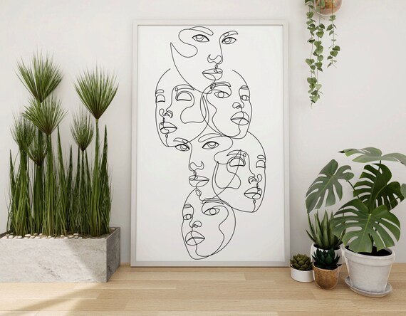 Abstract Faces One Line Art/ Abstract One Line Face SVG PNG/ | Etsy