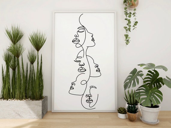 One Line Faces SVG/ Abstract Faces SVG/ Abstract Line Art | Etsy