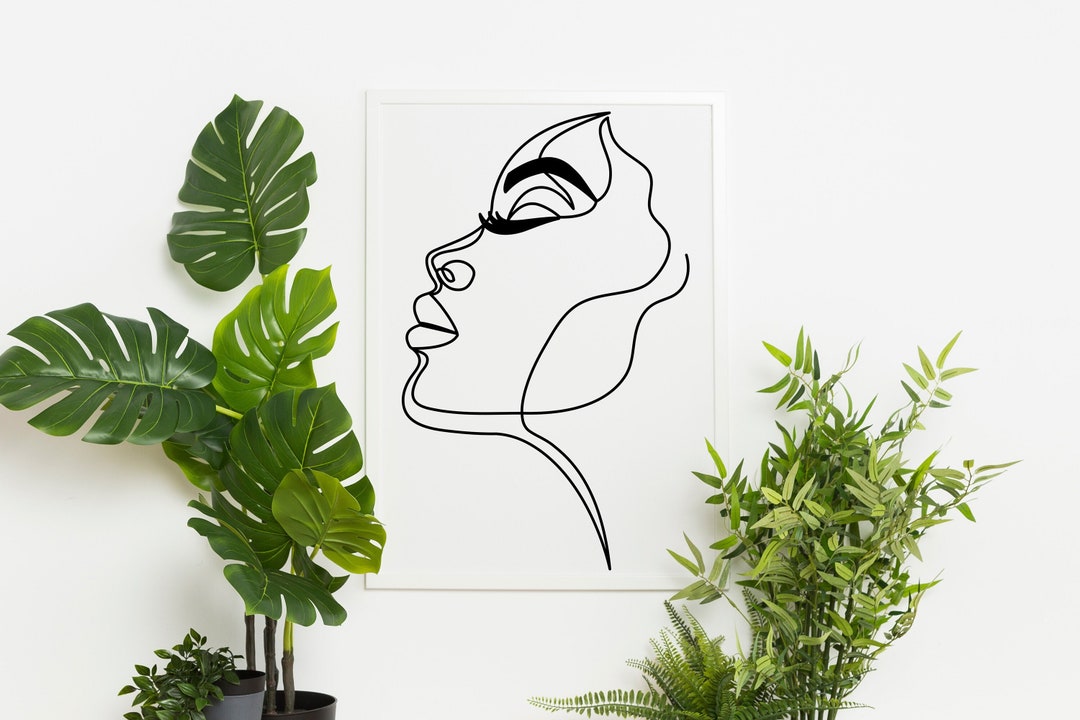 One Line Face Svg Png Eps Ai/ One Line Drawing Face/ Single Line Face ...