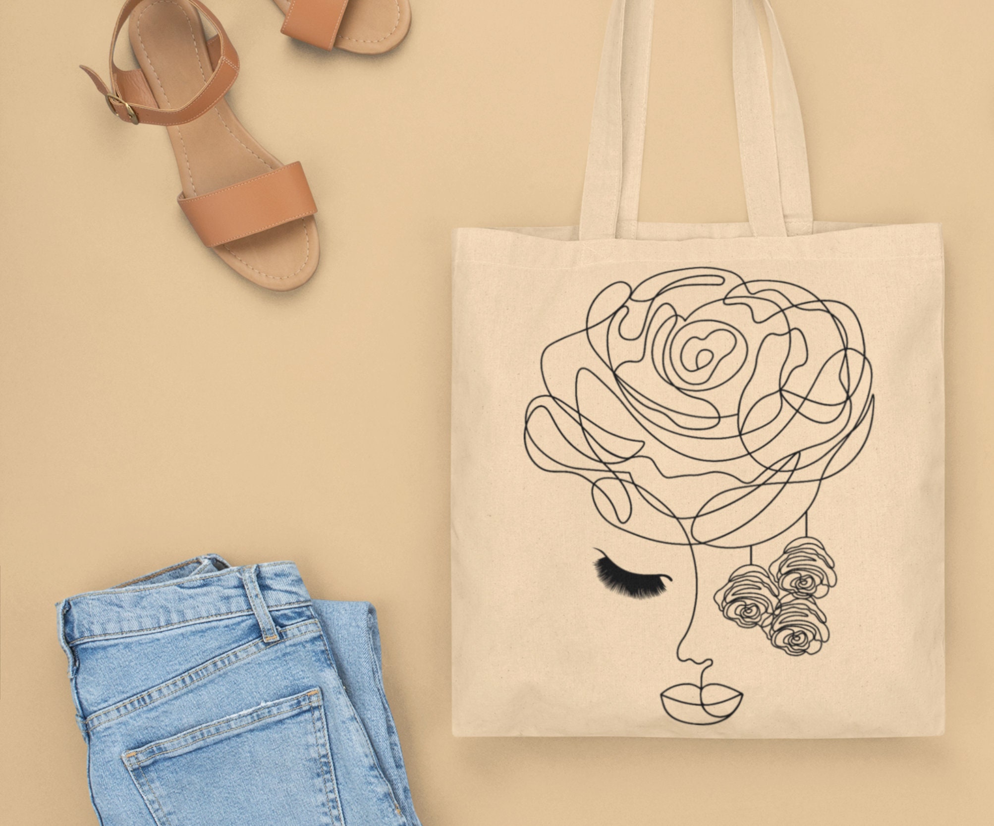 One Line Face SVG/ Face One Line Drawing/ Flower Face SVG/ - Etsy