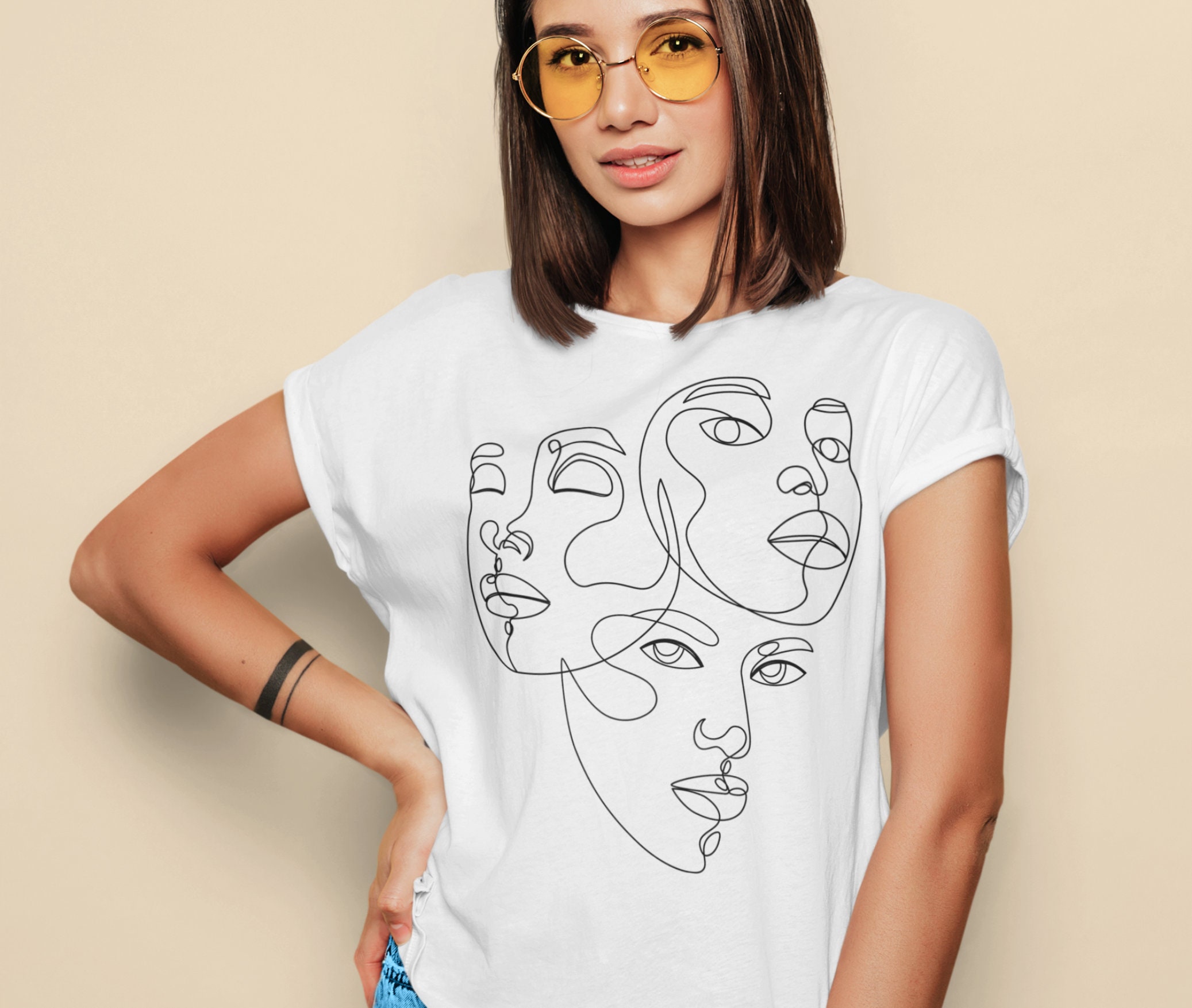 One Line Face Art/ Abstract Single Line Faces SVG PNG/ One | Etsy