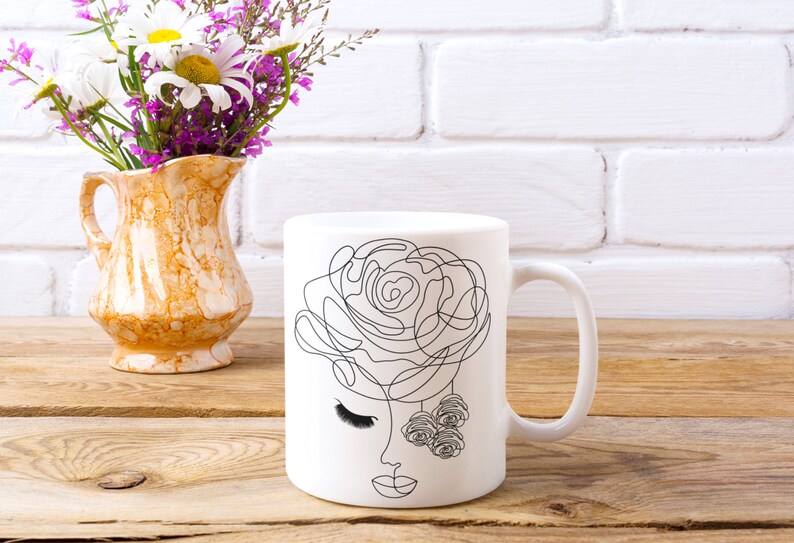 One Line Face SVG/ Face One Line Drawing/ Flower Face SVG/ - Etsy